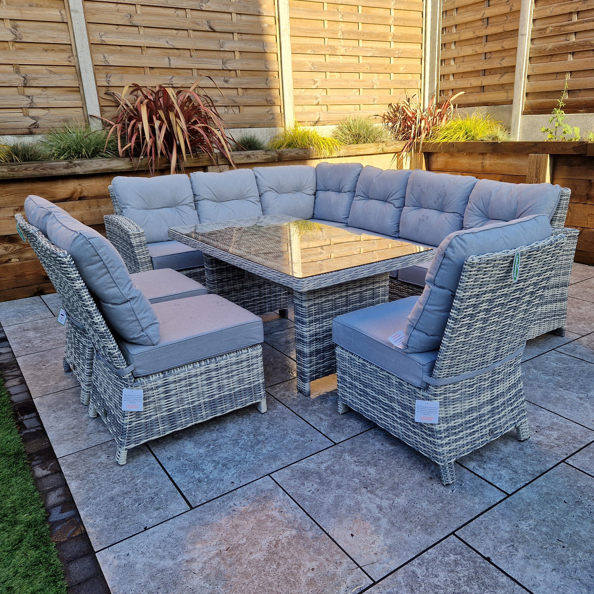 Signature Weave Amy Corner Dining Table Set with Sofa and 3 Chairs ...